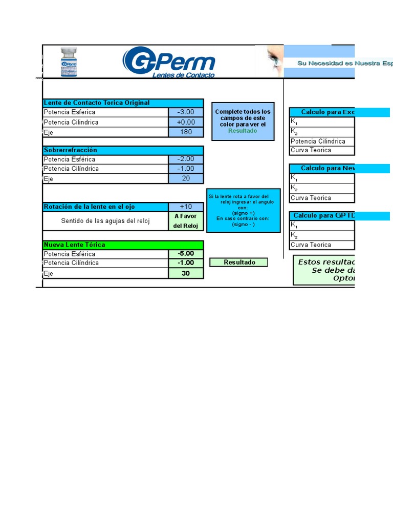 Calculos para Contactologia GPERM Lentes de Contacto | PDF | Radiación ...