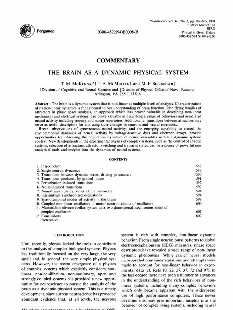 The Brain As A Dynamic Physical System | PDF | Neural Oscillation ...