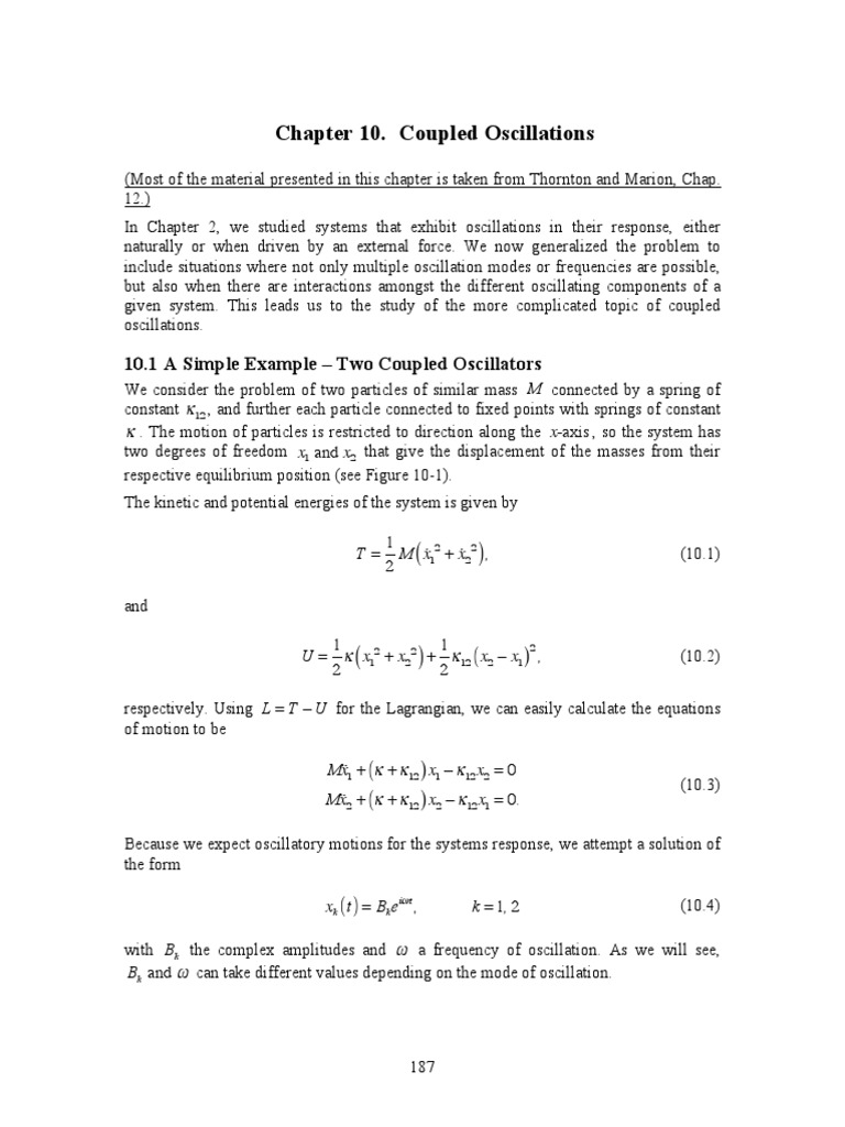 Coupled Oscillations | PDF | Eigenvalues And Eigenvectors | Normal Mode