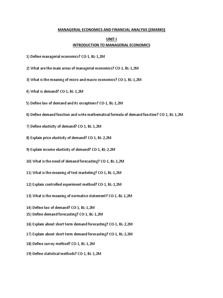 Mefa 2 Marks Answer | PDF | Demand | Price Elasticity Of Demand