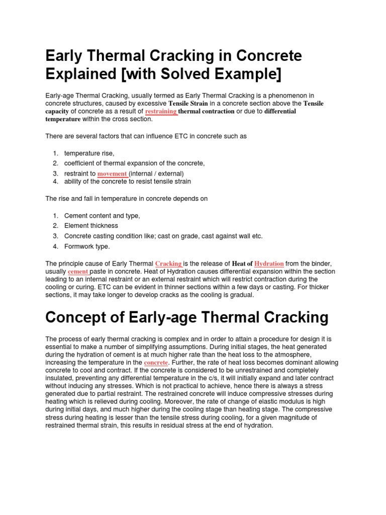 Early Thermal Cracking in Concrete Explained | PDF | Creep (Deformation ...
