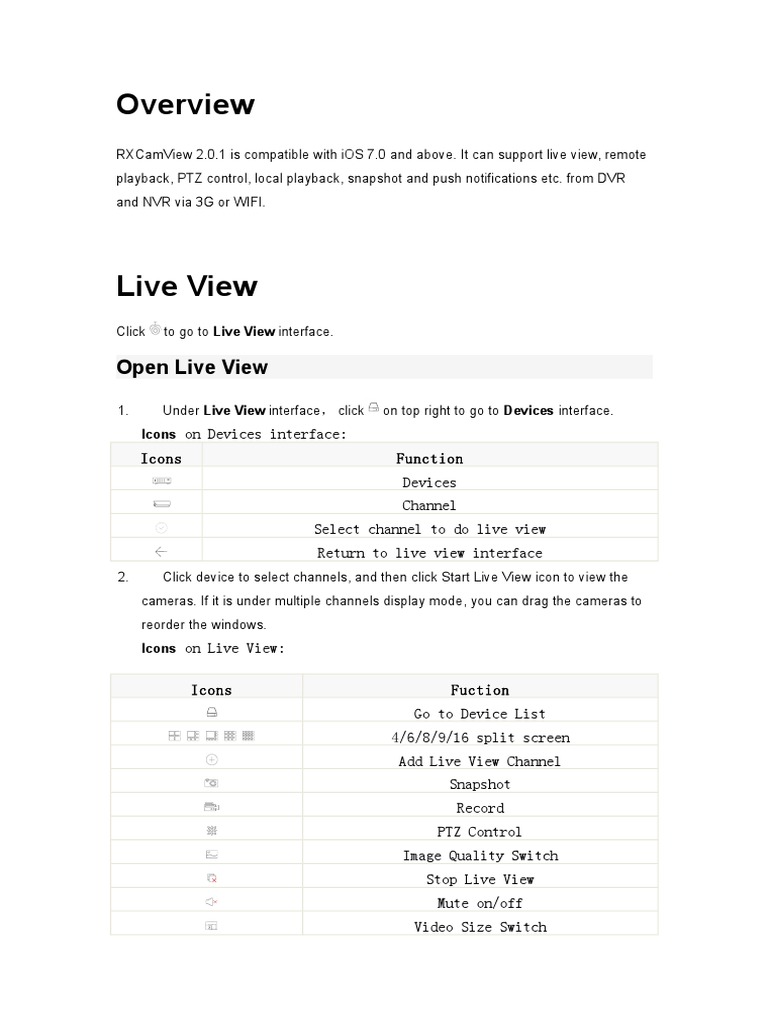 RXCamView-Mobile APP User Manual | PDF | Graphical User Interfaces ...