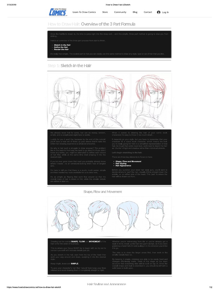 Anime Hair Drawing Tutorial | PDF