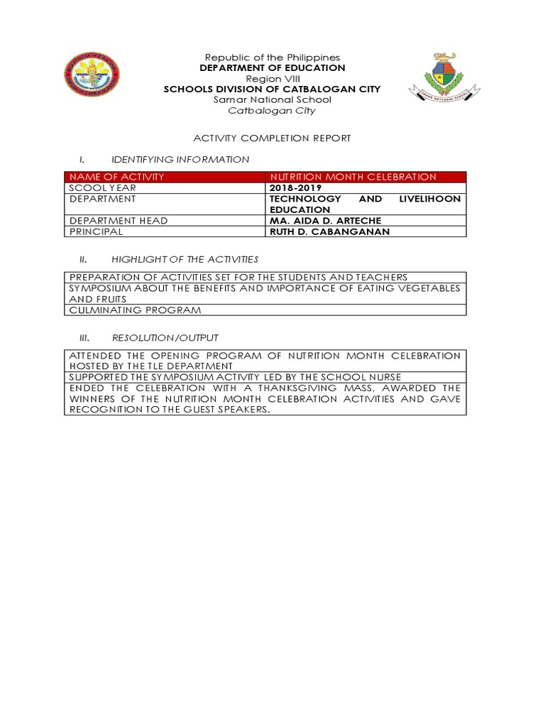 Activity Completion Report | PDF | Behavior Modification | Cognition