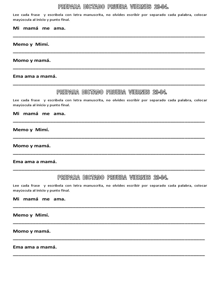 Dictado de Palabras y Frases | Descargar gratis PDF | Escritura ...