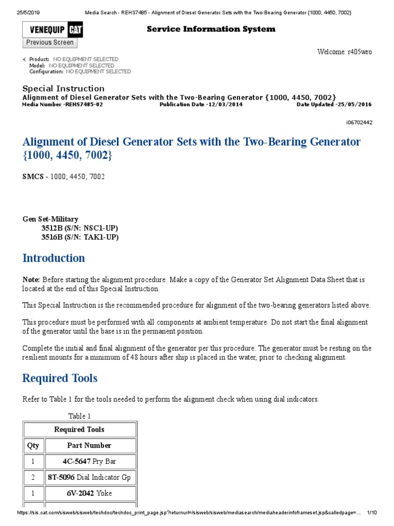 Alignment of Diesel Generator Sets With The Two-Bearing Generator | PDF ...