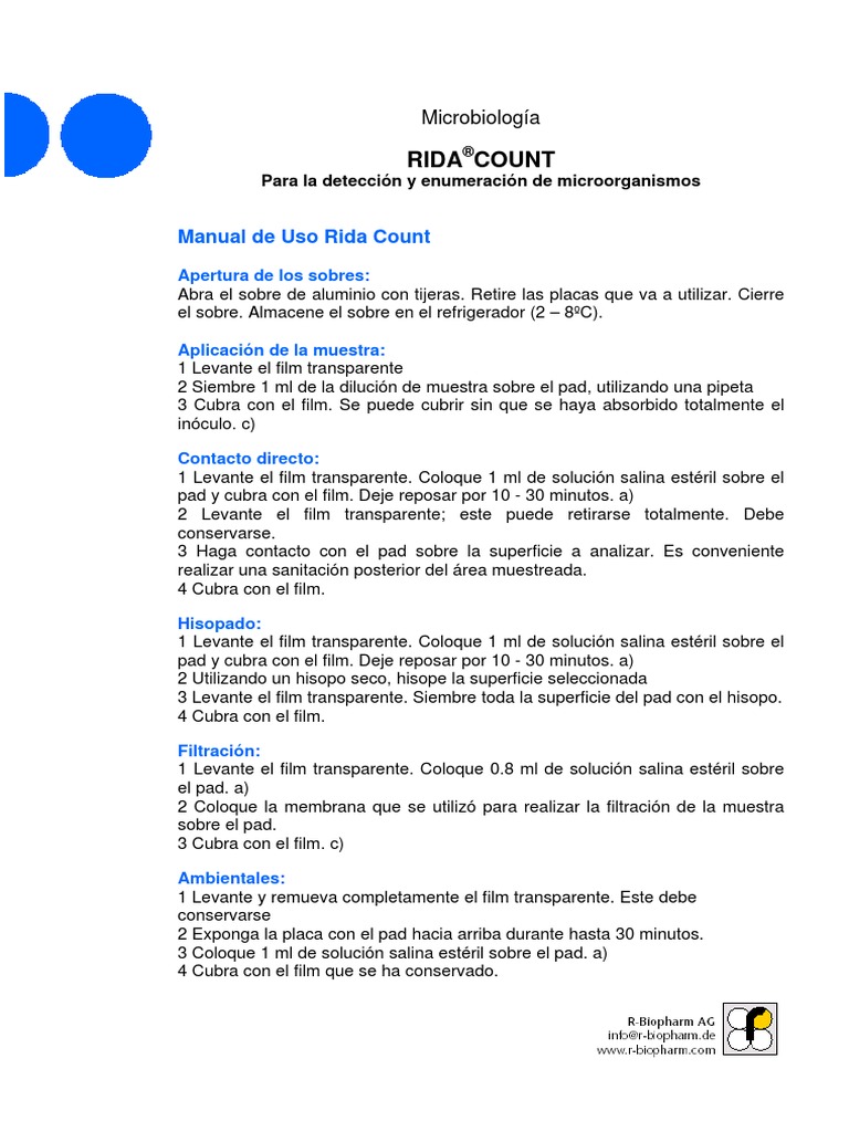 Rida Count Usos | PDF | Microbiología | Salud y bienestar