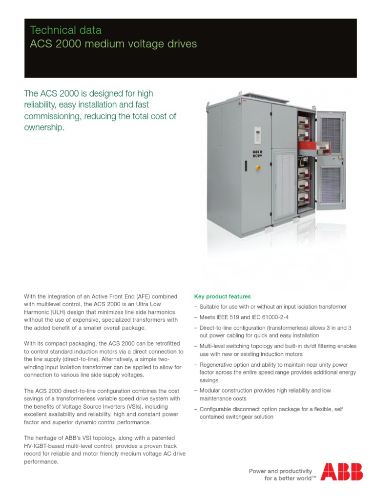 ACS 2000 Medium Voltage Drives: Technical Data | PDF | Alternating ...