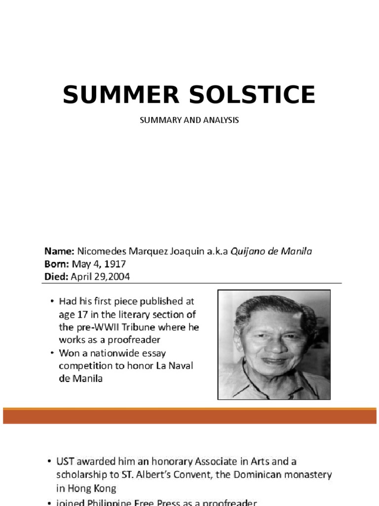 Summer Solstice: Summary and Analysis | PDF