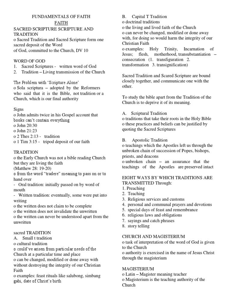 Fundamentals Of Faith Scripture Tradition And The Magisterium Pdf