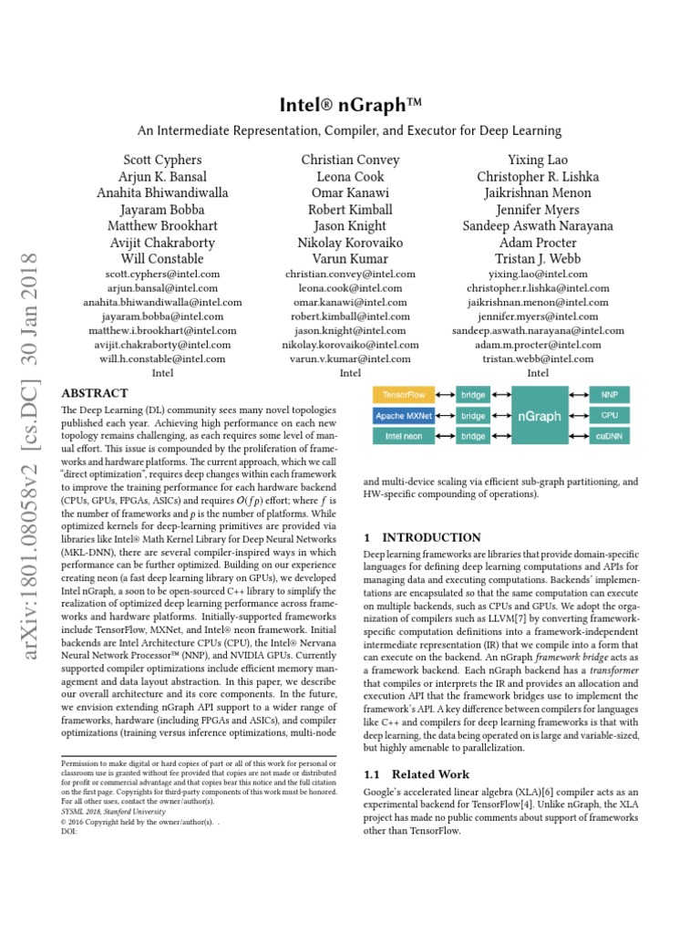 Intel® Ngraph™ | PDF | Compiler | Deep Learning