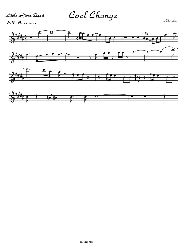 Cool Change Alto Sax Adlib | PDF