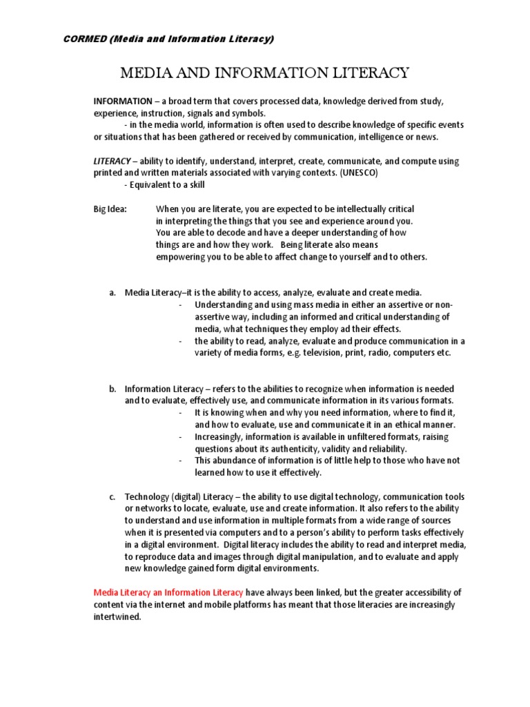 Media and Information Literacy Notes | PDF | Intellectual Property ...