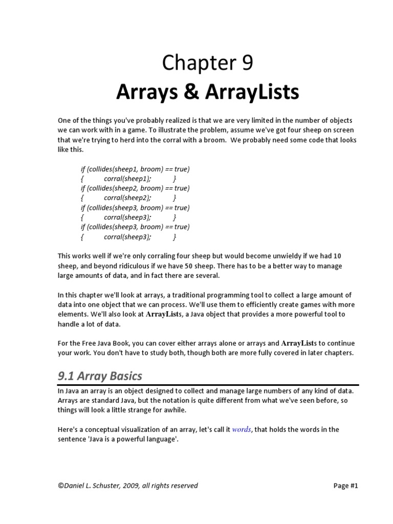Arrays And Arraylists 91 Array Basics Pdf Array Data Structure Data Type