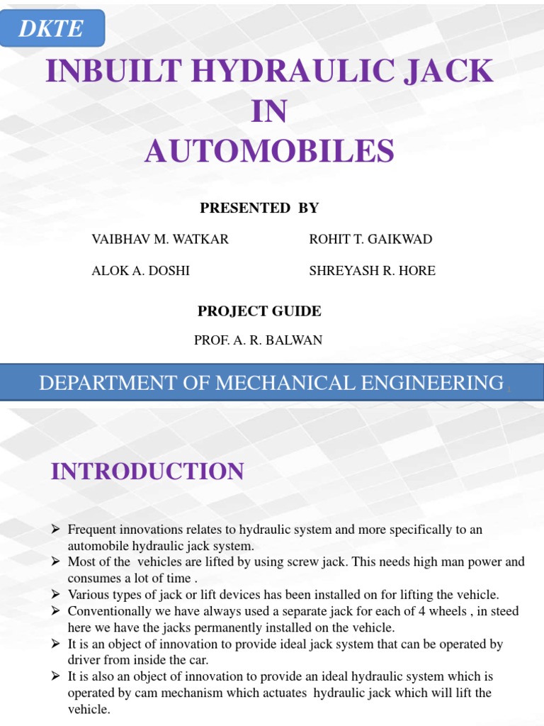Inbuilt Hydraulic Jack | PDF | Transportation Engineering | Mechanical Engineering