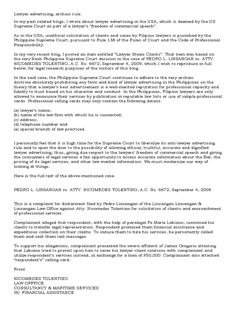 Lawyer Advertising | PDF | Lawyer | Practice Of Law