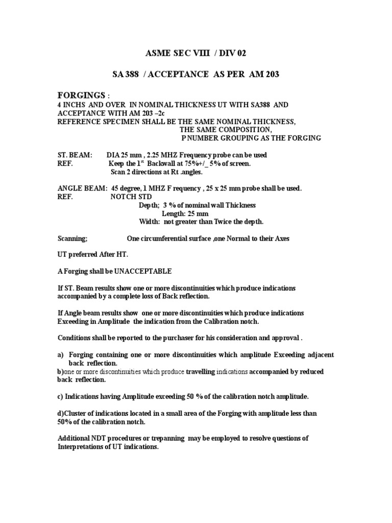 Asme Sec Viii, Sa 388 Forging | PDF