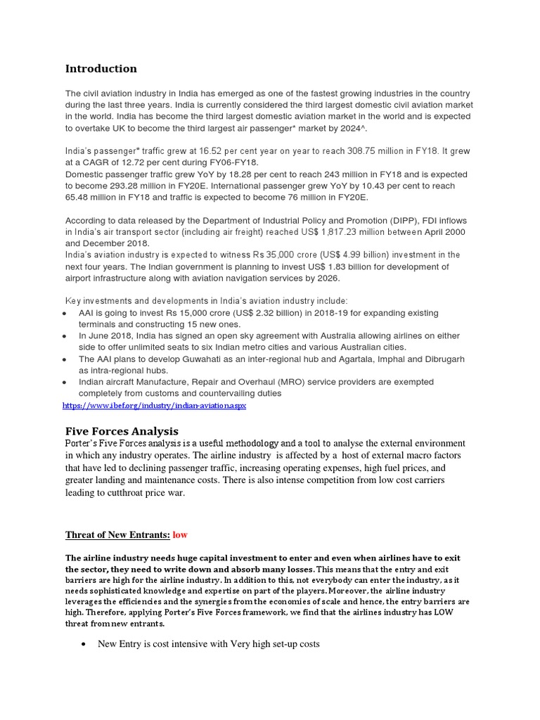 Indigo 5 Forces | PDF | Airlines | Low Cost Carrier