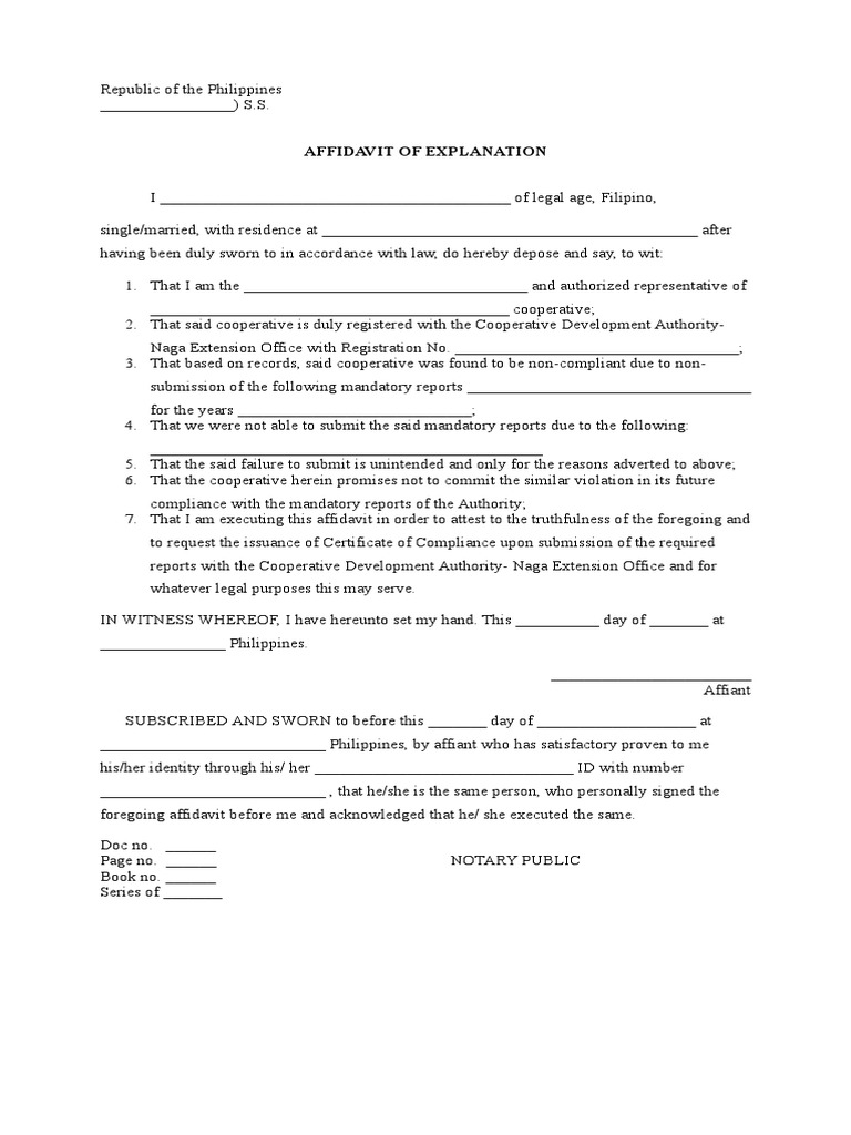 Affidavit of Explanation | PDF | Affidavit | Document