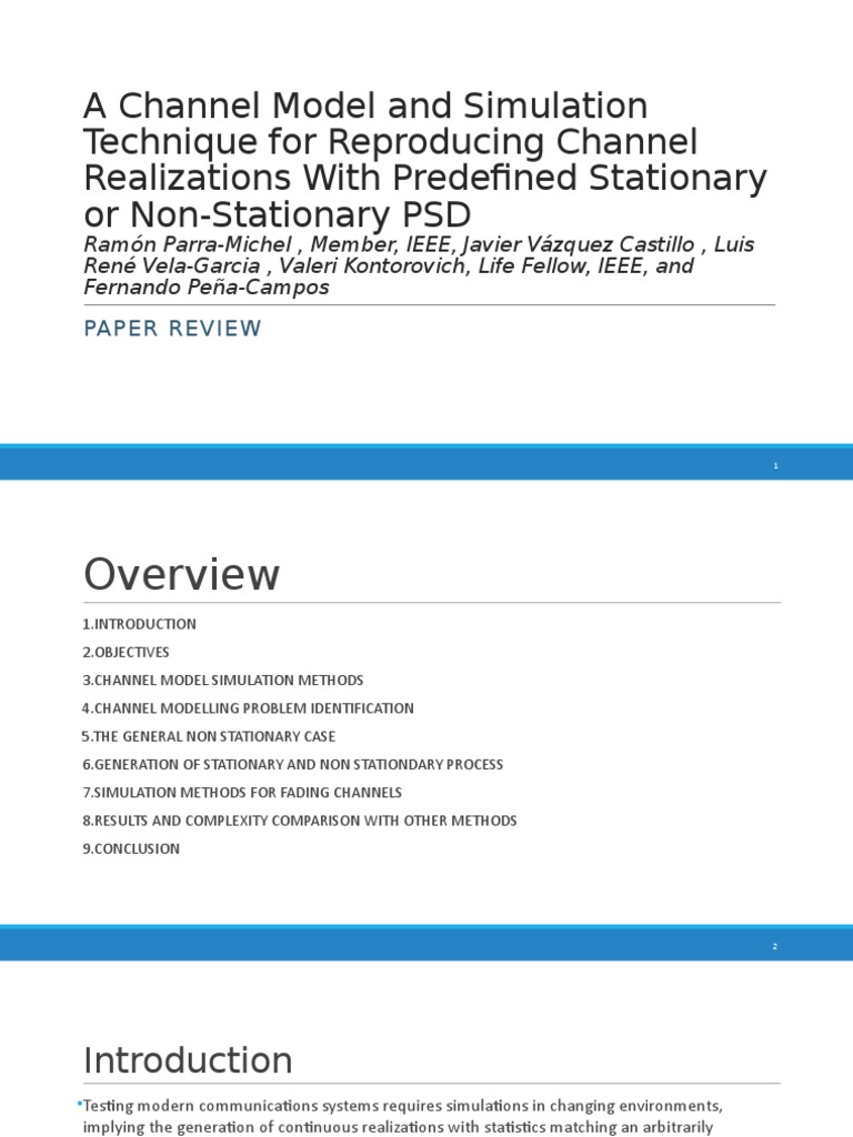 Channel Model Simulation Techniques | PDF | Stationary Process ...