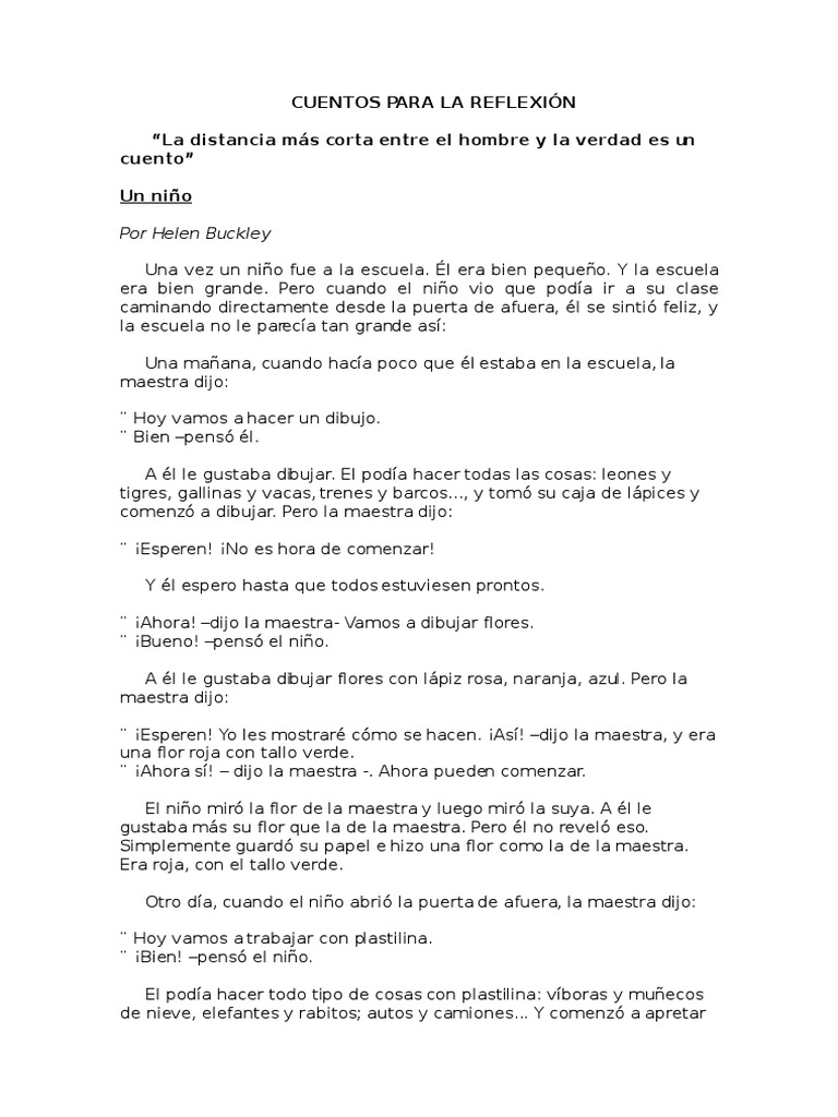Cuento Para Reflexionar Pdf Ocio