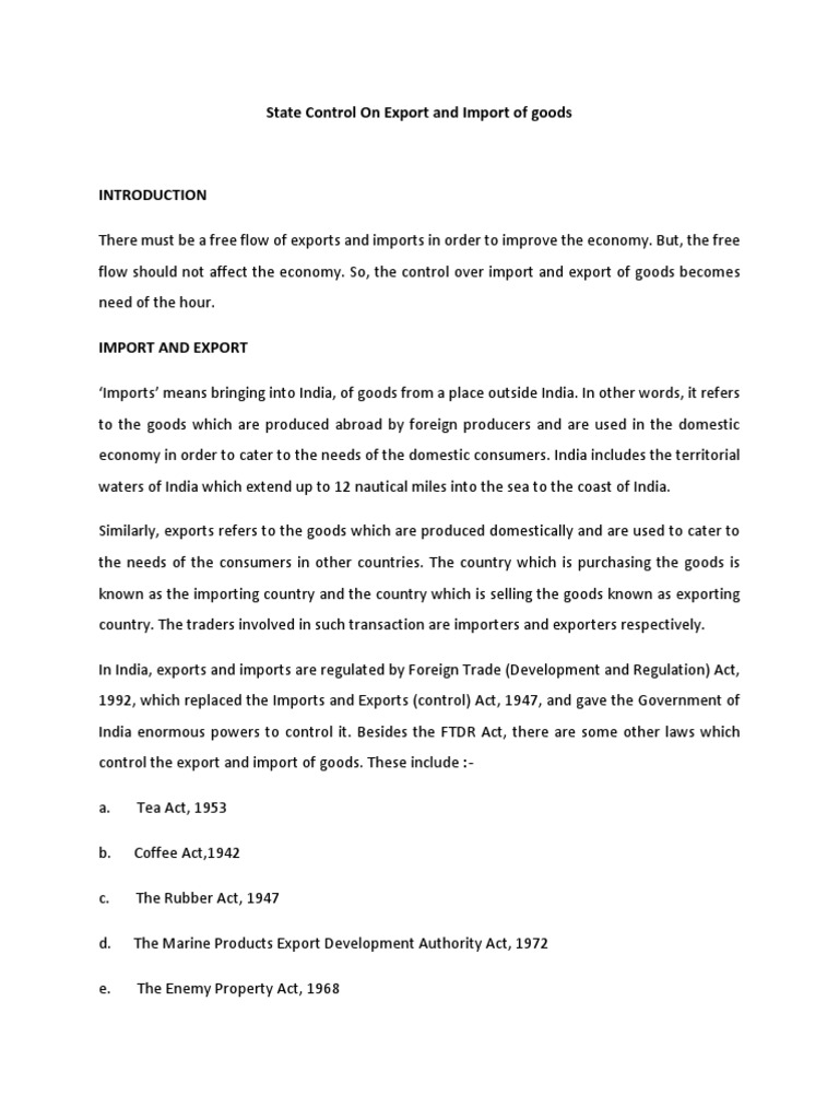 State Control on Import and Export | PDF | Trade | Dumping (Pricing Policy)