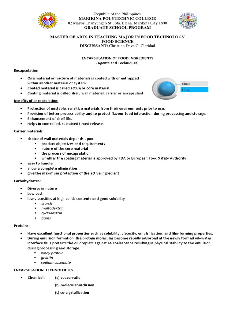 Encapsulation of Food Ingredients | PDF | Crystallization | Freeze Drying