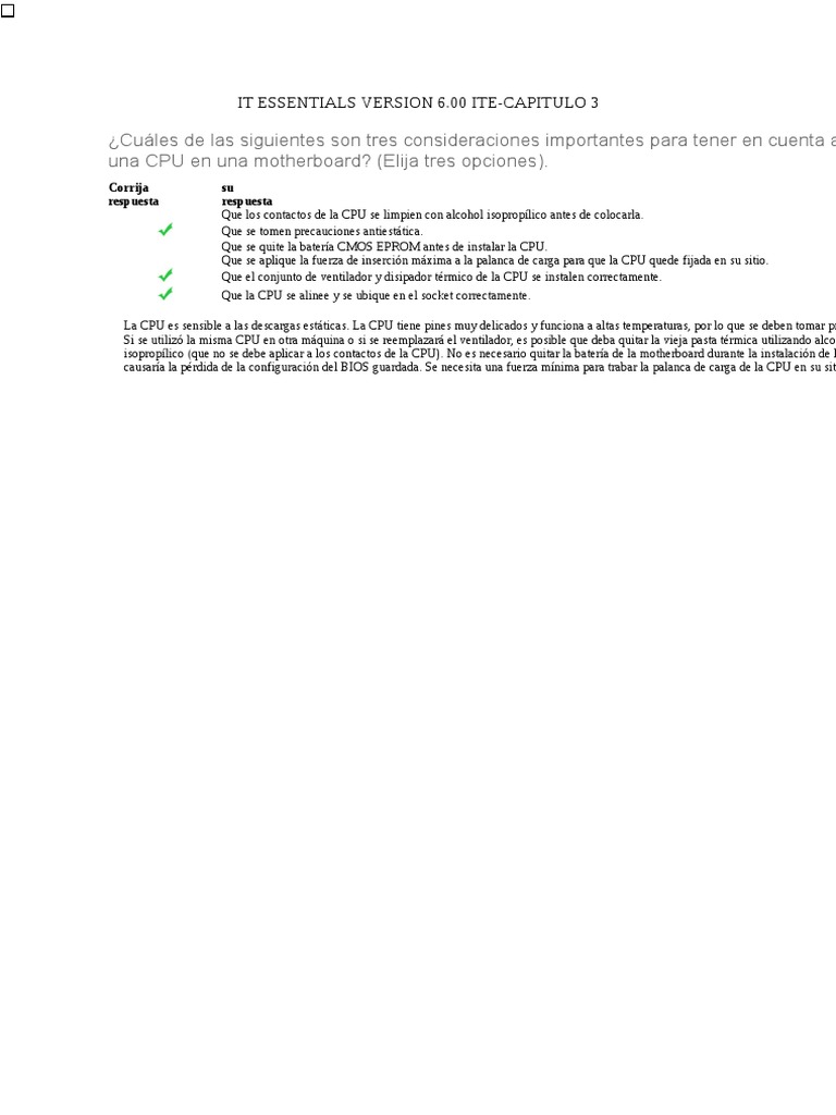 IT Essentials v6.00 ITE Capitulo 3 | PDF