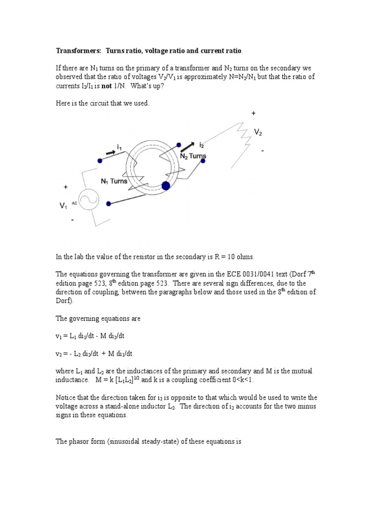 Transformers and Turns Ratio Version 1 | PDF | Inductance | Transformer
