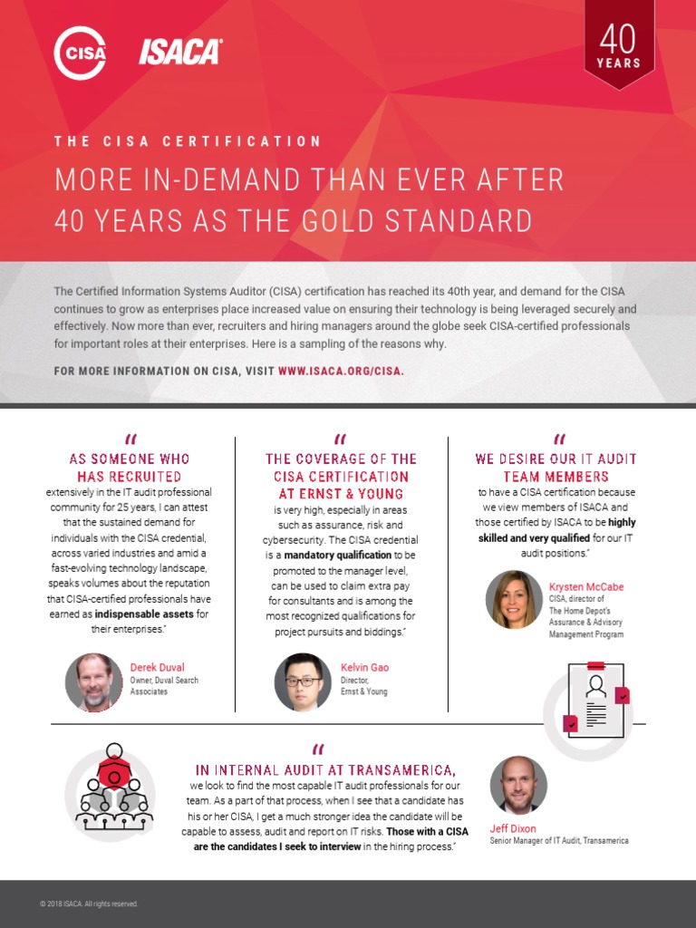 ISACA CISA 40th Anniversary Infographic 0618 | PDF | Audit | Computer ...