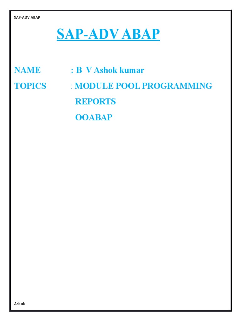 Advanced ABAP for SAP Developers | PDF | Databases | Computer Programming