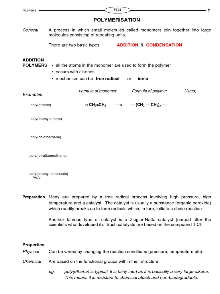 Polymer Notes | PDF | Carboxylic Acid | Polymers