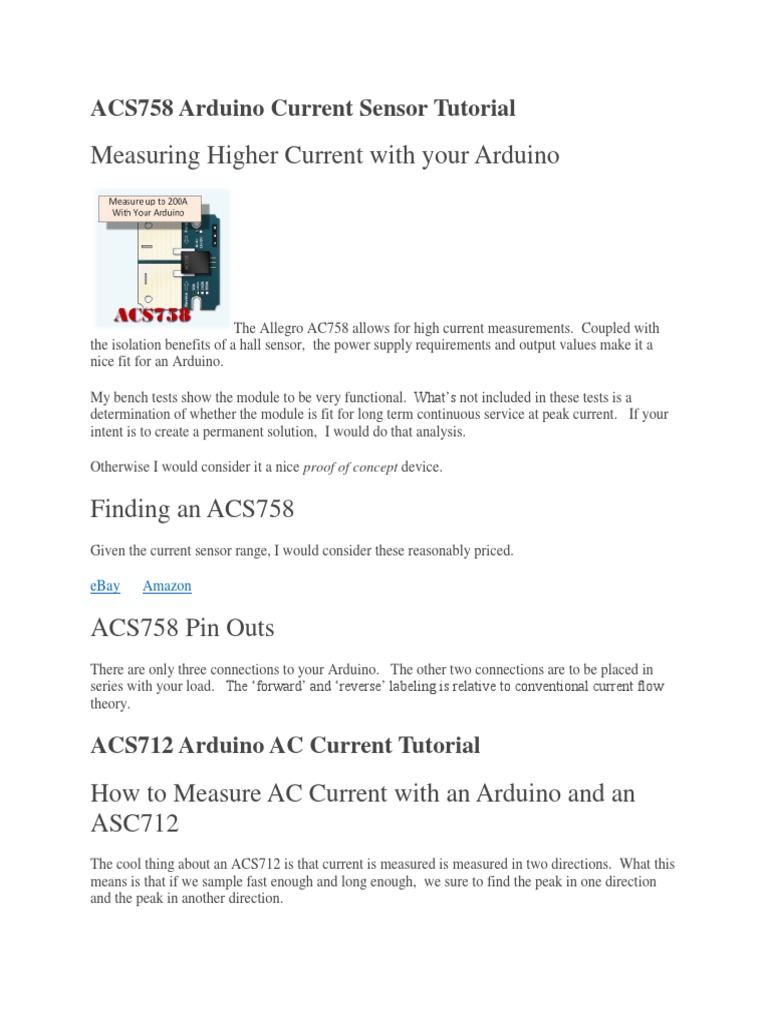 ACS758 Arduino Current Sensor Tutorial | PDF | Root Mean Square | Amplitude