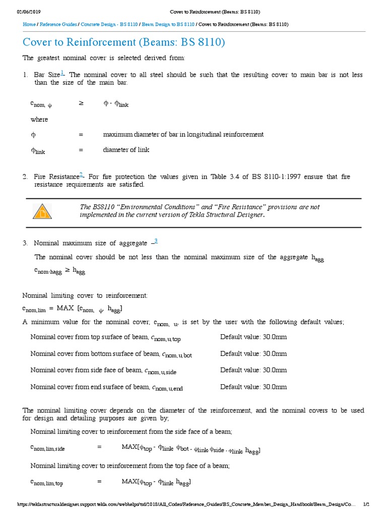 Cover To Reinforcement (Beams - BS 8110) | PDF | Materials | Building ...