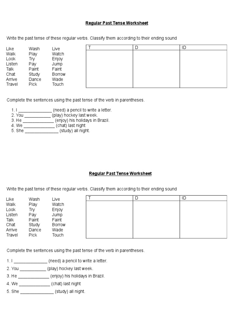 Regular Past Tense Worksheet | PDF