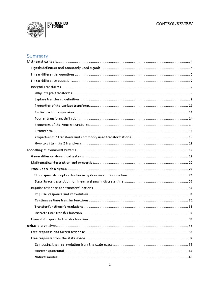 Control | PDF | Laplace Transform | Control Theory