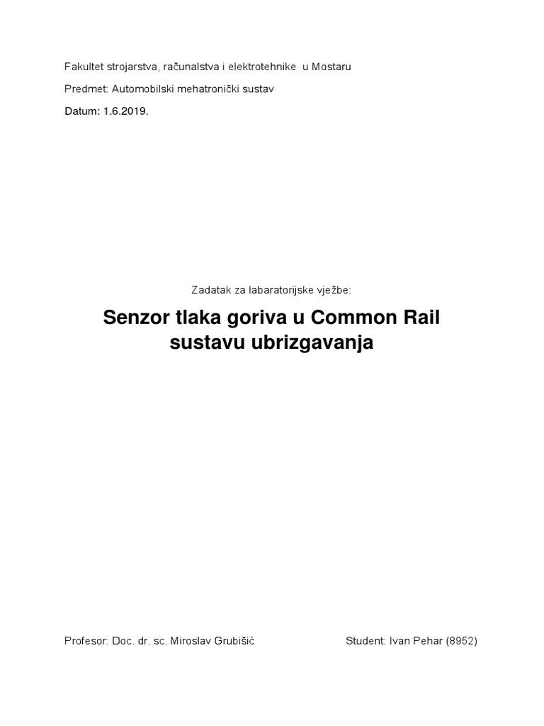 Ivan Pehar - Senzor Tlaka Goriva U CR Sustavu | PDF