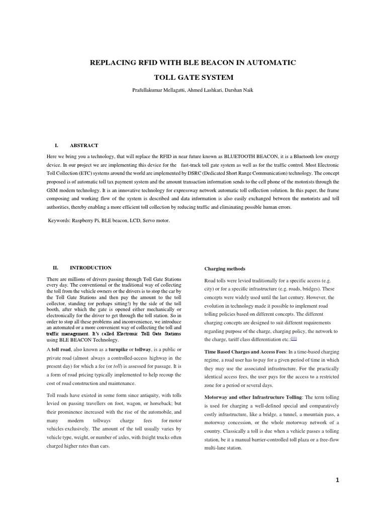 Replacing RFID With BLE Beacon in Automatic Toll Gate System | PDF ...
