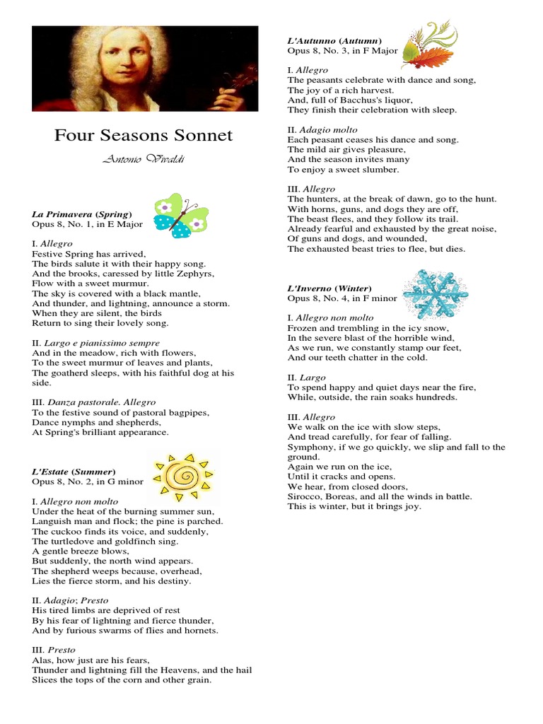 Four Seasons Sonnet | PDF | Nature | Entertainment (General)