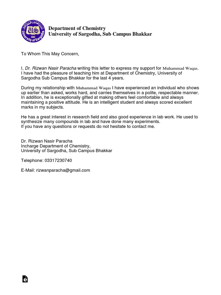 Reference Letter | PDF