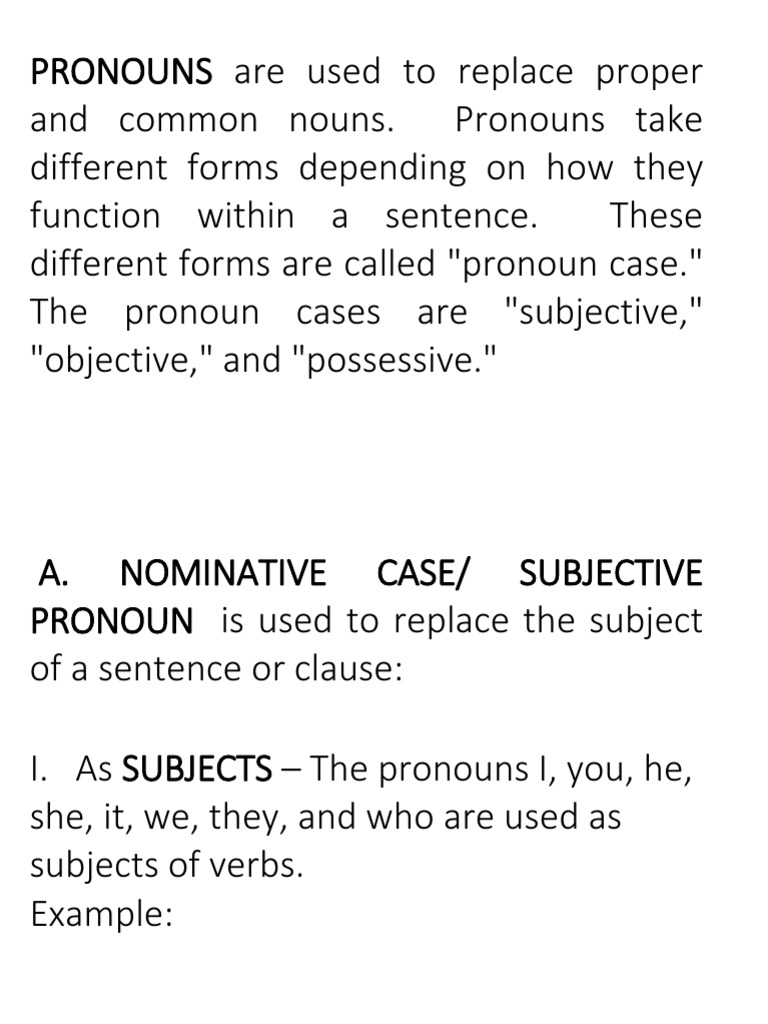 Pronoun Case Lecture | PDF | Object (Grammar) | Pronoun