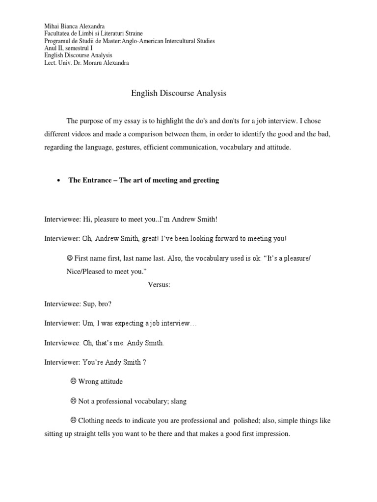 English Discourse Analysis Do's and Don'ts | PDF | Adjective | Adverb