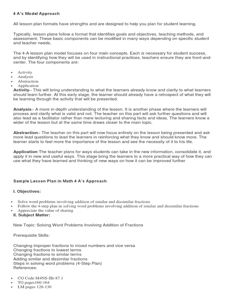 4 A Lesson Plan | PDF | Lesson Plan | Learning