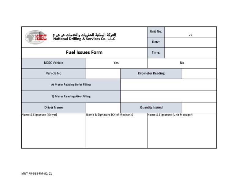 Fuel Issue Form NEW | PDF | Vehicles | Fuels