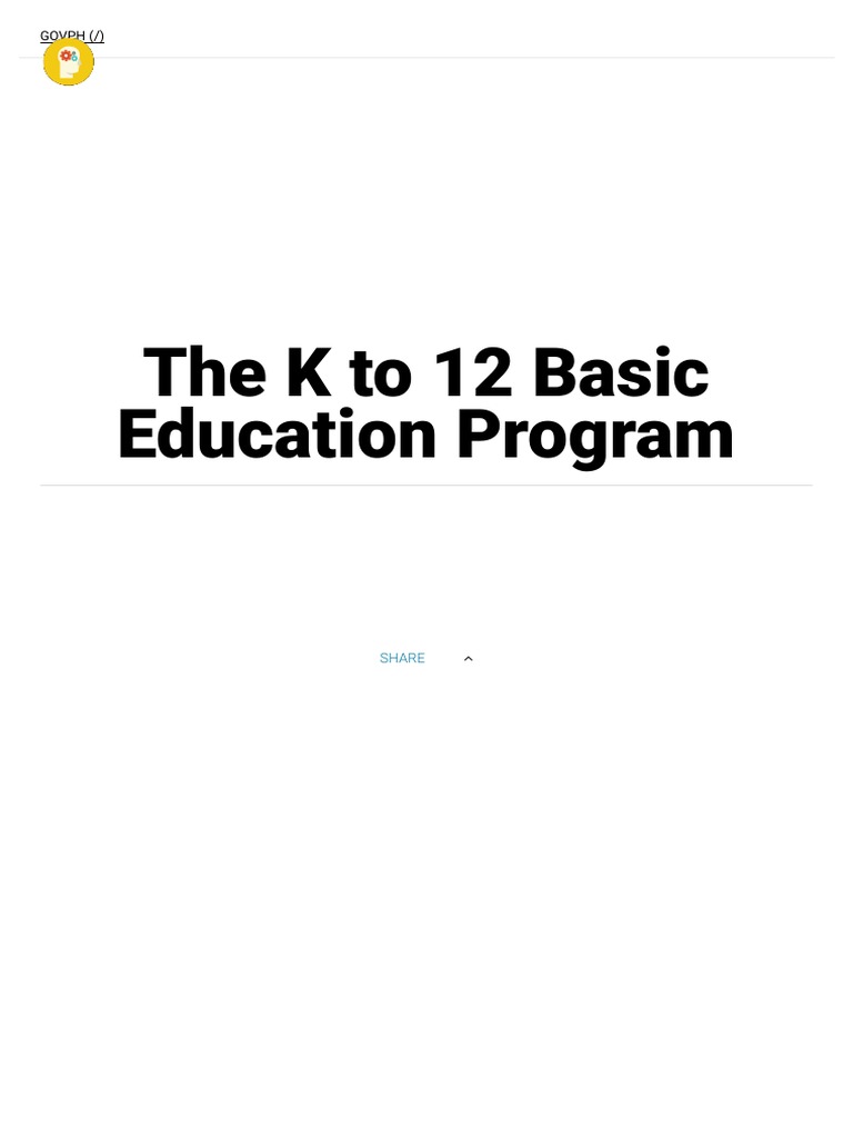 The K To 12 Basic Education Program - Official Gazette of The Republic of The Philippines | PDF ...