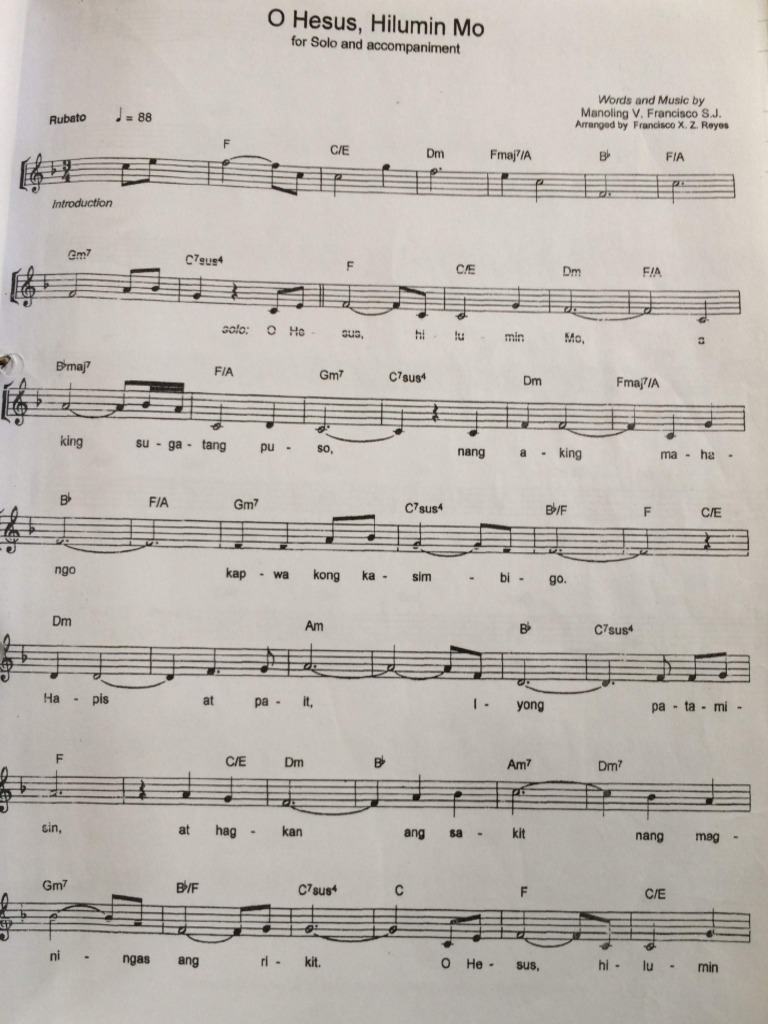 O Hesus, Hilumin Mo - Manoling Francisco, Francisco Reyes | PDF