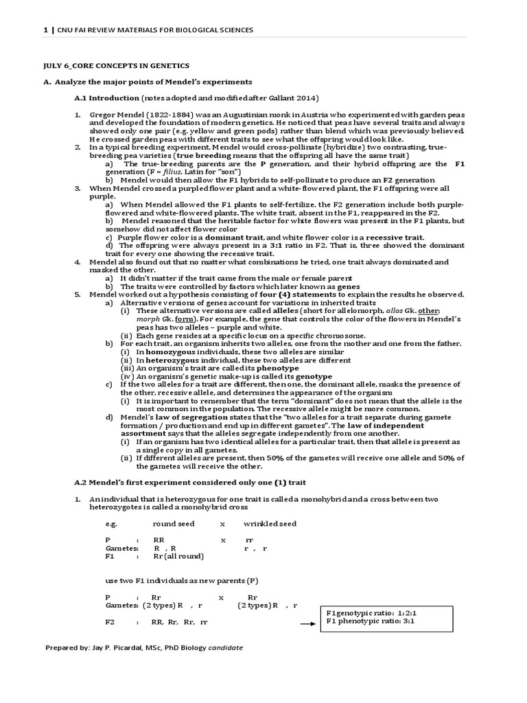July 6 Core Concepts in Genetics | PDF | Dominance (Genetics) | Rna