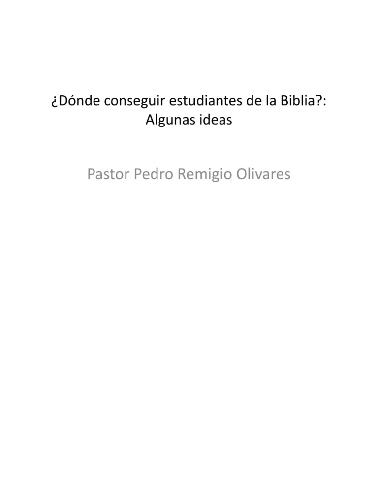 Dónde Conseguir Estudiantes de La Biblia | PDF
