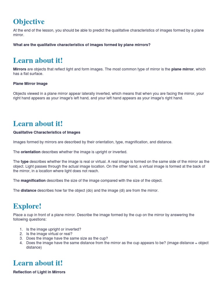 Mirror Notes | PDF | Reflection (Physics) | Mirror