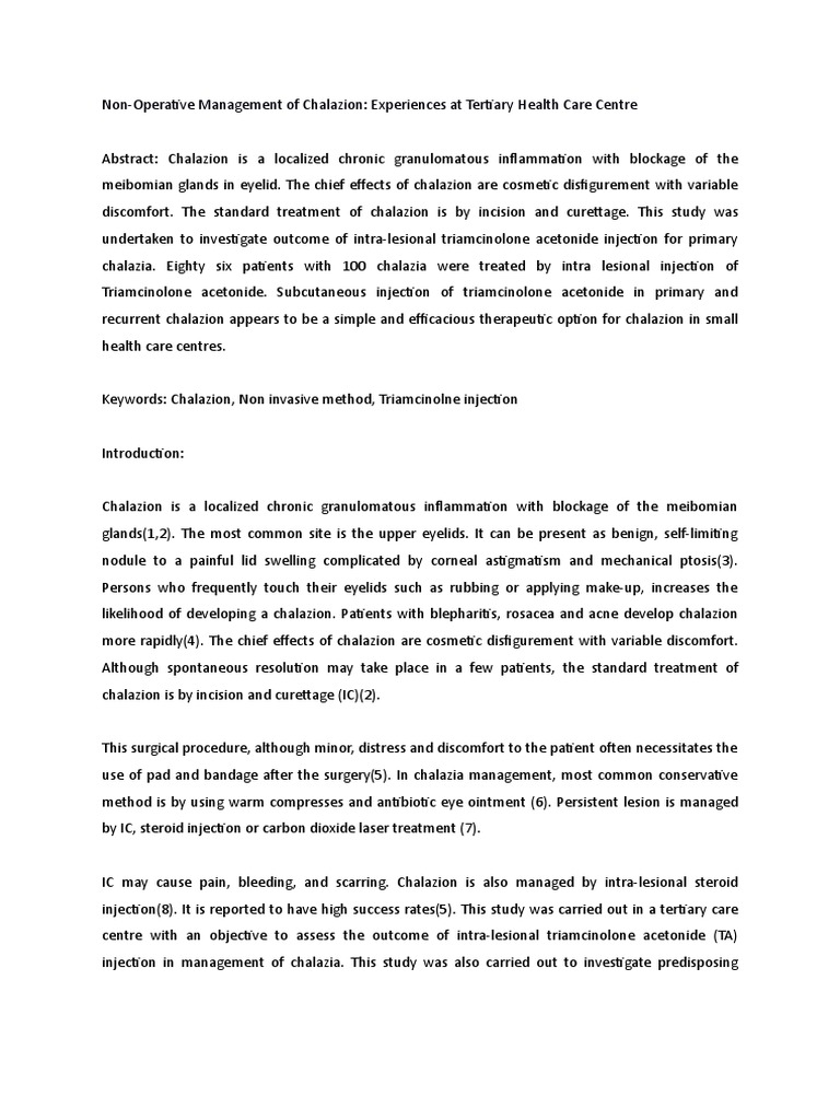 English Non-Operative Management of Chalazion | PDF | Medicine ...